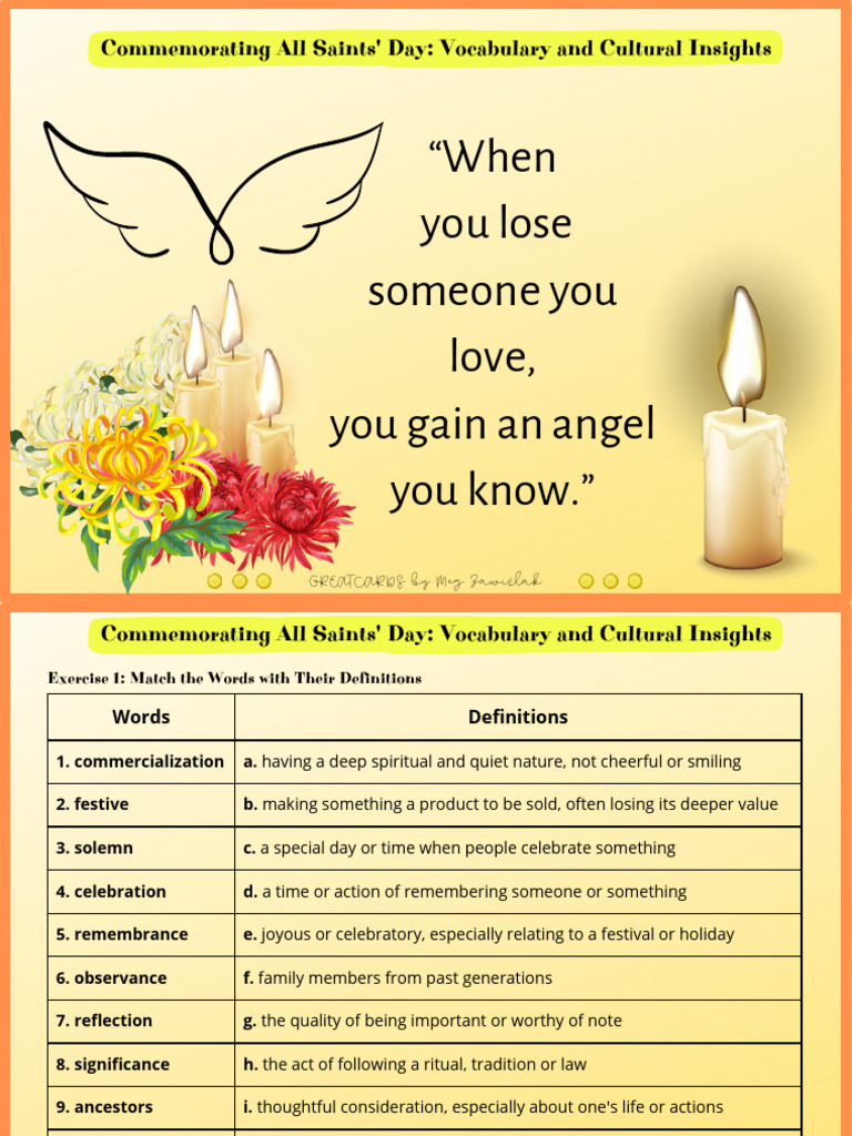 All Saints' Day (B2) Lesson With Answer Key | PDF