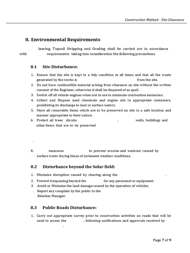 Environmental Requirements For Clearing Methods | PDF