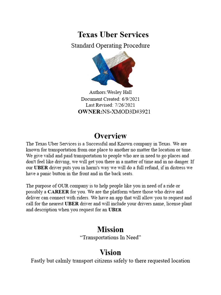 Texas Uber Services | PDF