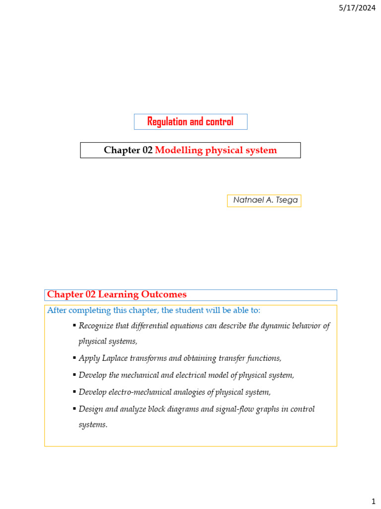(Stu-Ch 2) Mathematical Modeling of Systems | PDF