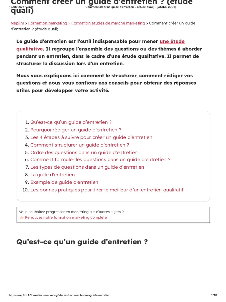 Comment Créer Un Guide D'entretien - (Étude Quali) - (GUIDE 2024) | PDF Comment Créer Un Guide D'entretien - (Étude Quali) - (GUIDE 2024) | PDF