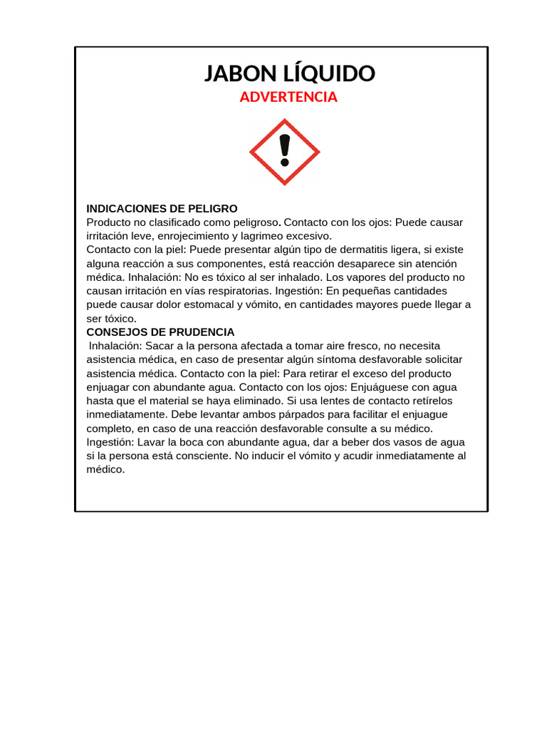 Jabon Liquido Sga | PDF