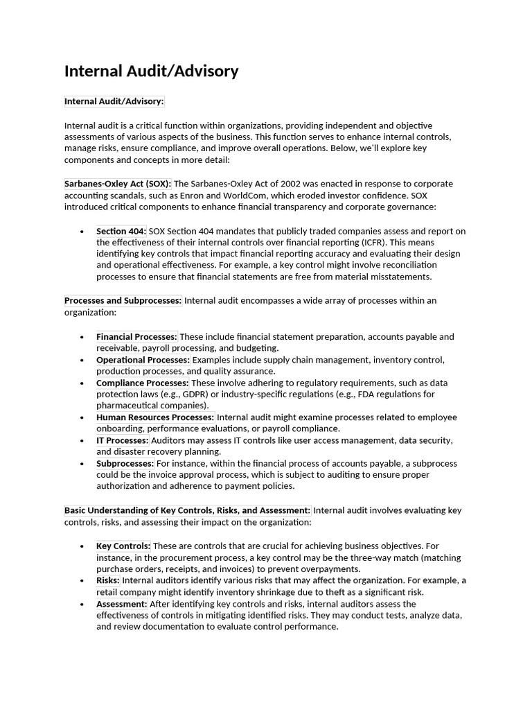 Internal Audit & Advisory | PDF
