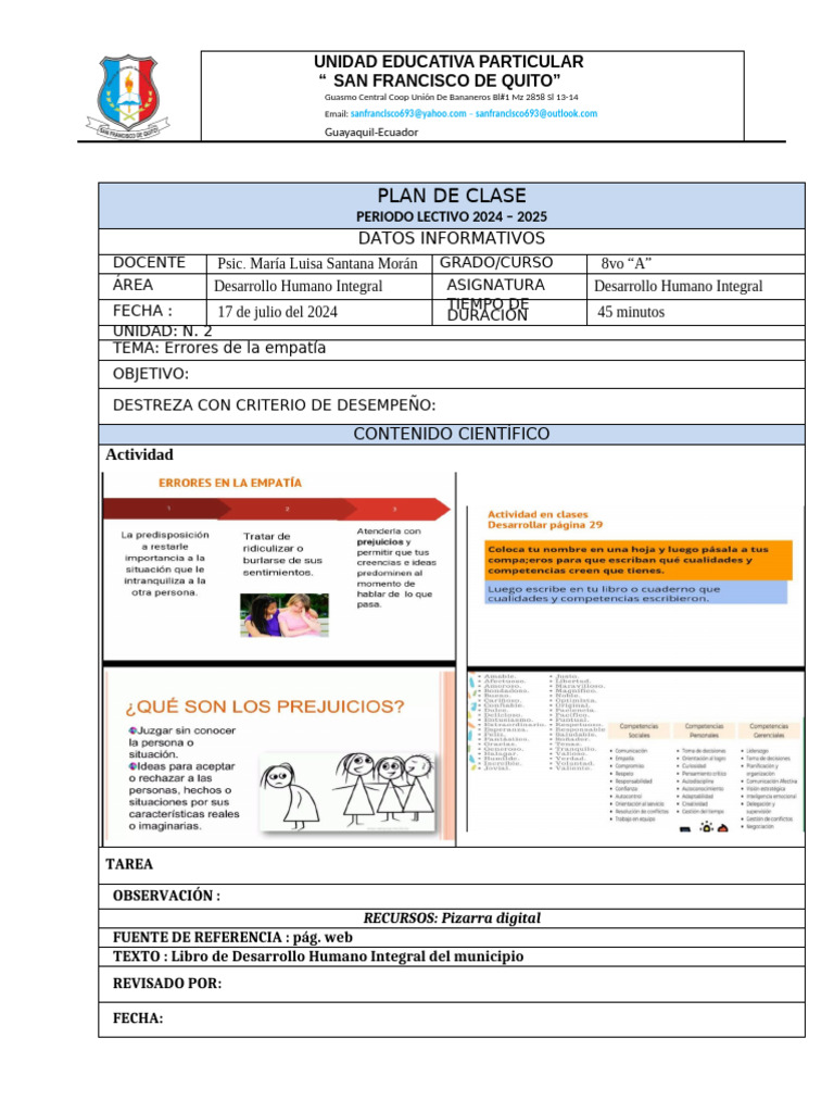 Plan de Clase Dhi | PDF