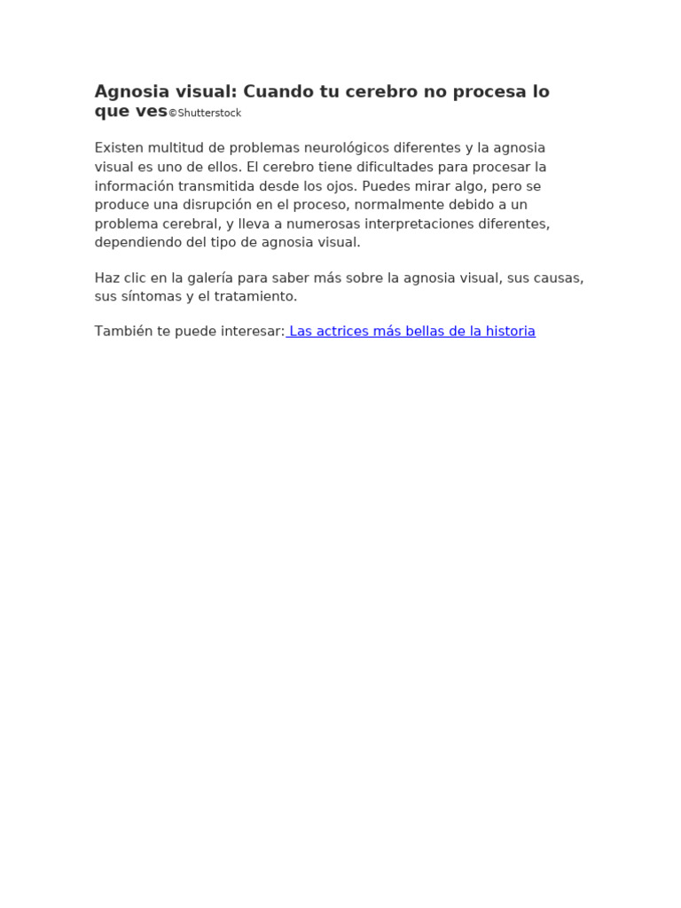 Agnosia Visual | PDF