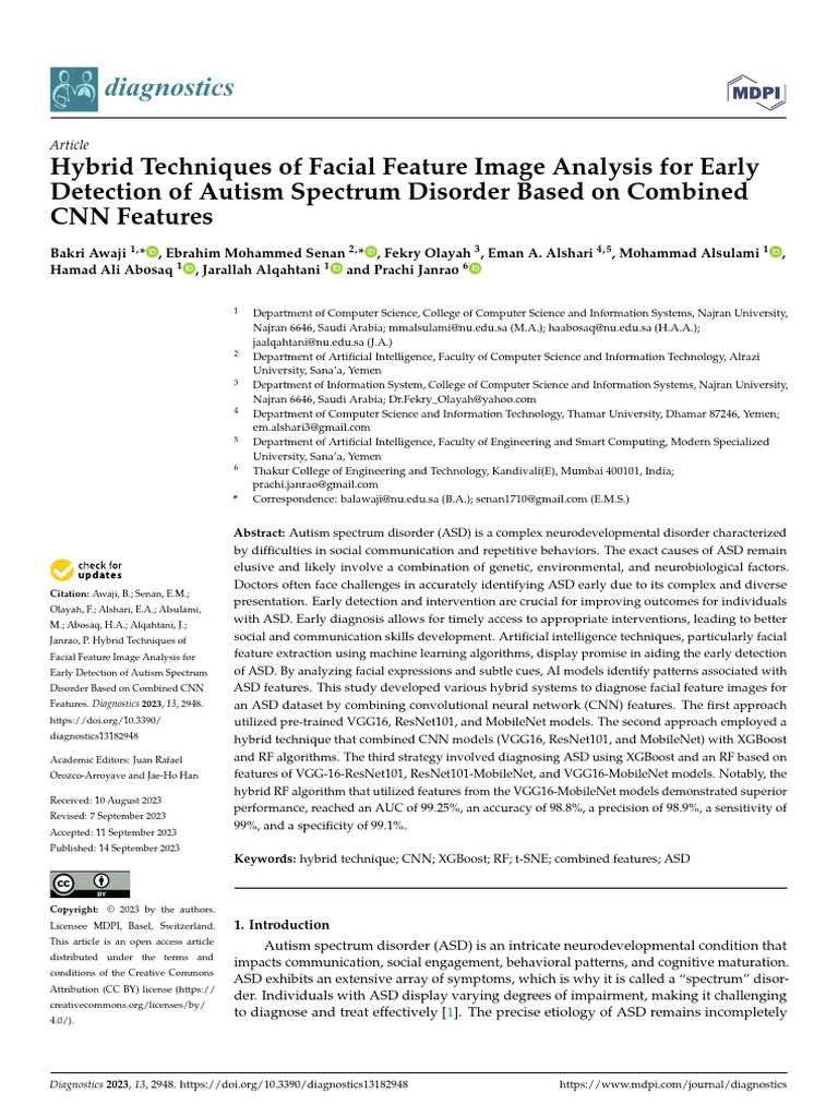 Hybrid Techniques of Facial Feature Image Analysis For Early | PDF