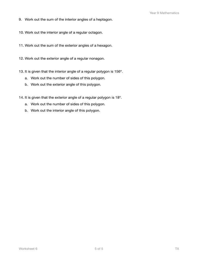Worksheet 6 - Ex5.1 To 5.3 | PDF