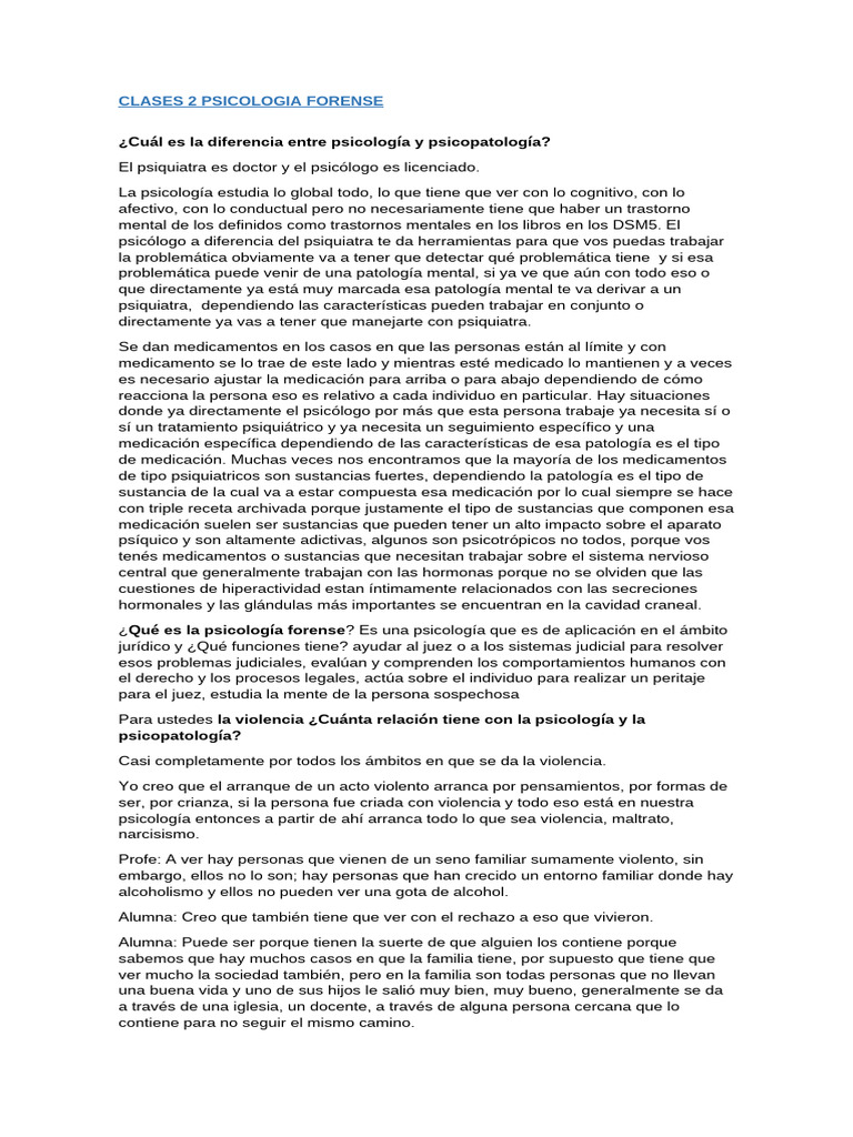 Clases 2 Psicologia Forense | PDF
