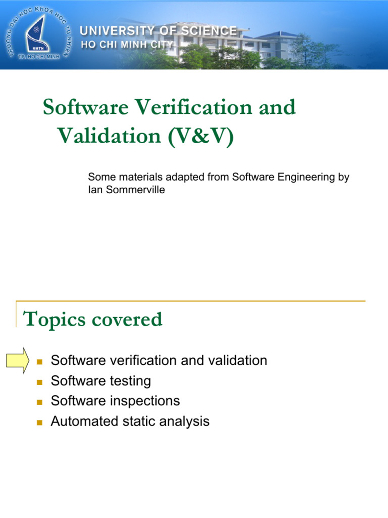 LN08 - Software Verification and Validation | PDF
