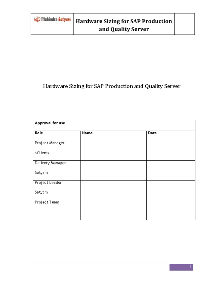 Hardware Sizing Template | PDF | Server (Computing) | Computer Hardware