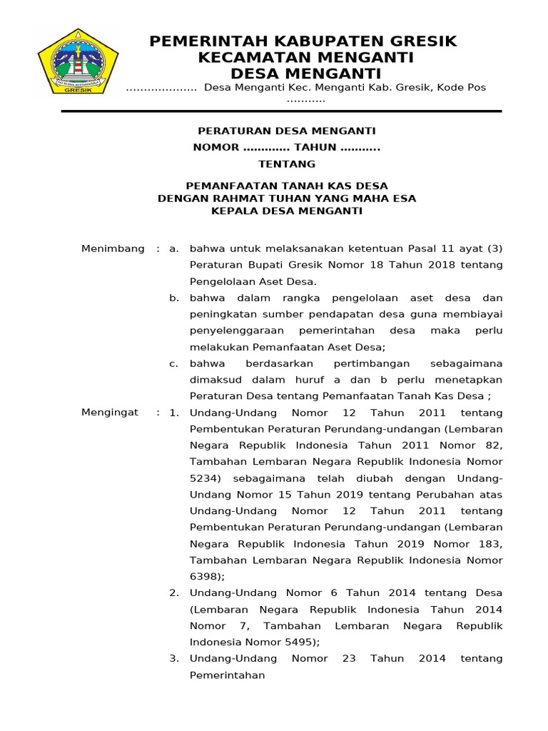 Draft Perdes Pemanfaatan TKD | PDF