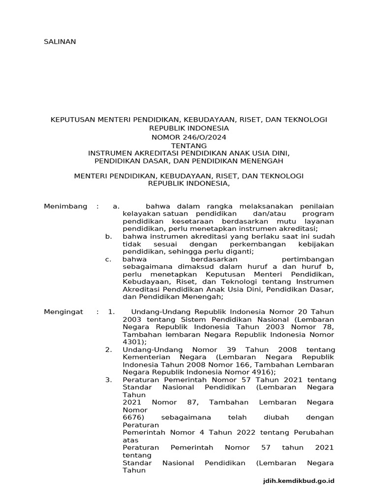 Instrumen Akreditasi Dikmen, SLB - 2024 | PDF