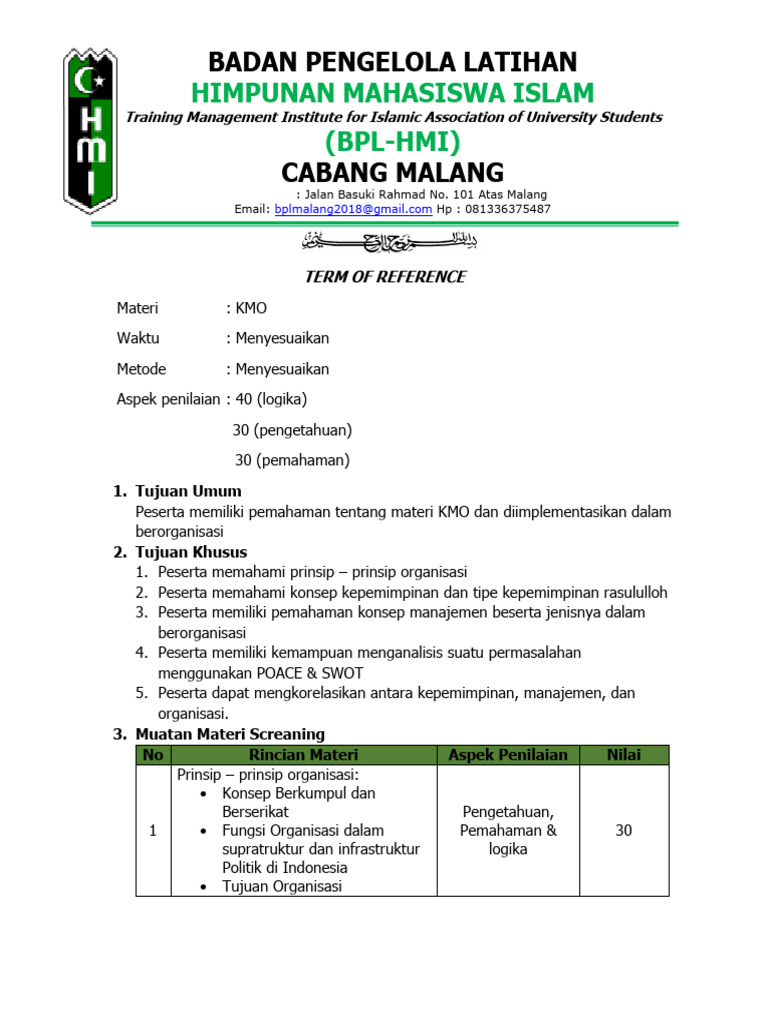 Tor Screning Kmo | PDF