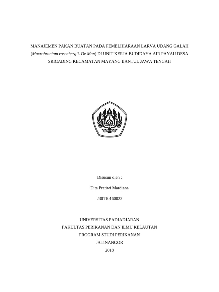 MANAJEMEN PAKAN BUATAN PADA PEMELIHARAAN LARVA UDANG GALAH ...