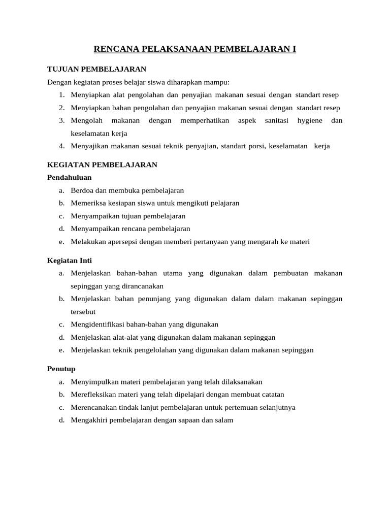 RPP Keterampilan Tata Boga Kelas Xii | PDF