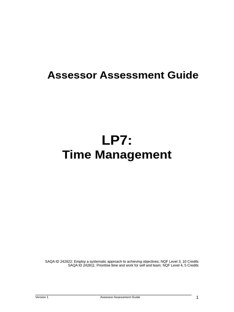 LP7 Assessor Assessment Guide With Memorandum | PDF