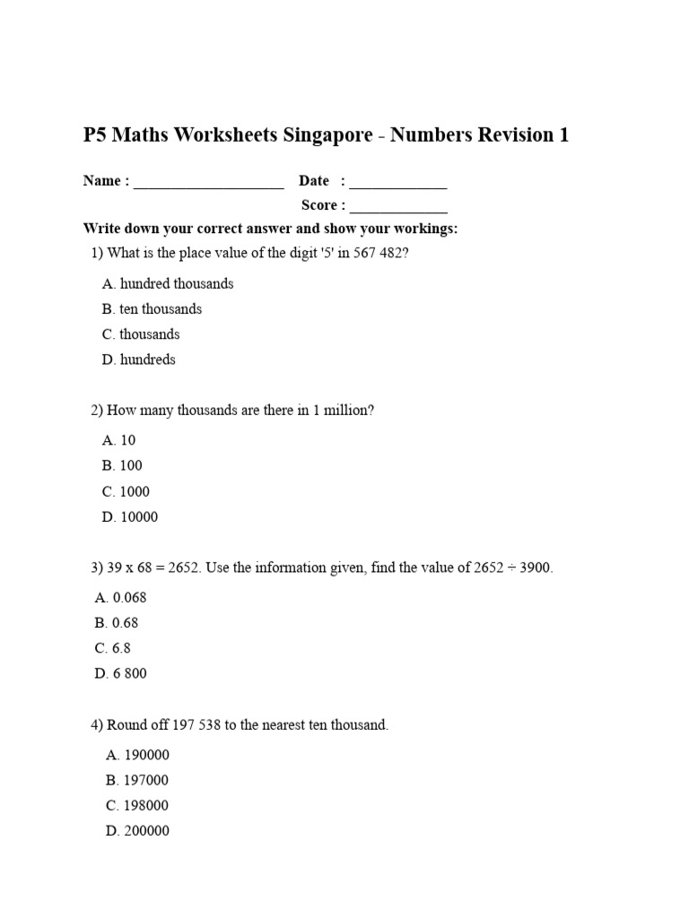 Jaydon Maths English Exercise p5 | PDF