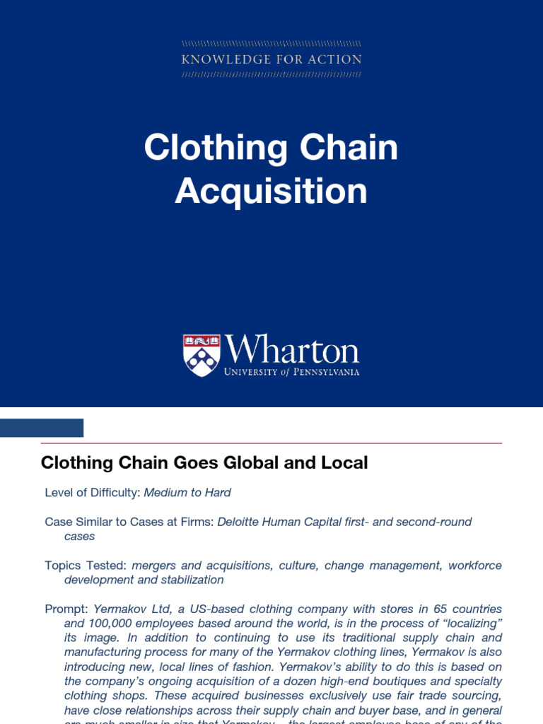 Wharton 2017 Case 8 Clothing Chain Acquisitions (Human Capital) | PDF ...
