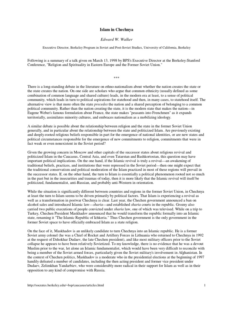 Islam in Chechnya-1998 | PDF | Chechnya | Wahhabism
