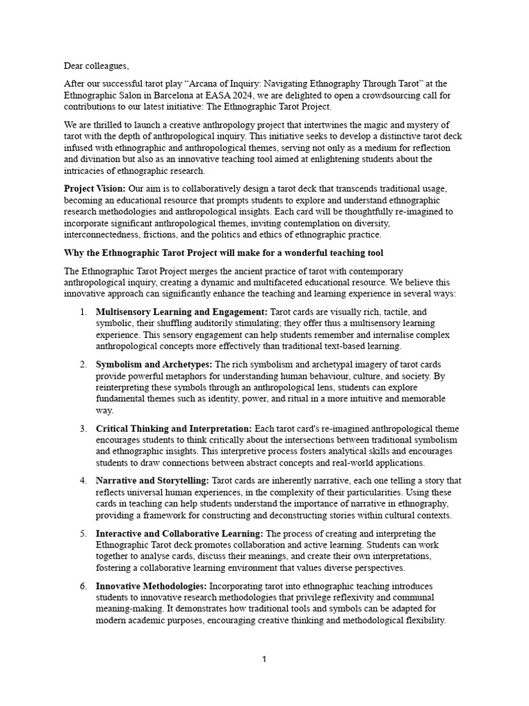 Ethnographic Tarot Project | PDF