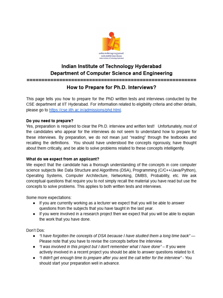 How To Prepare For Ph.D. Interviews-1 | PDF