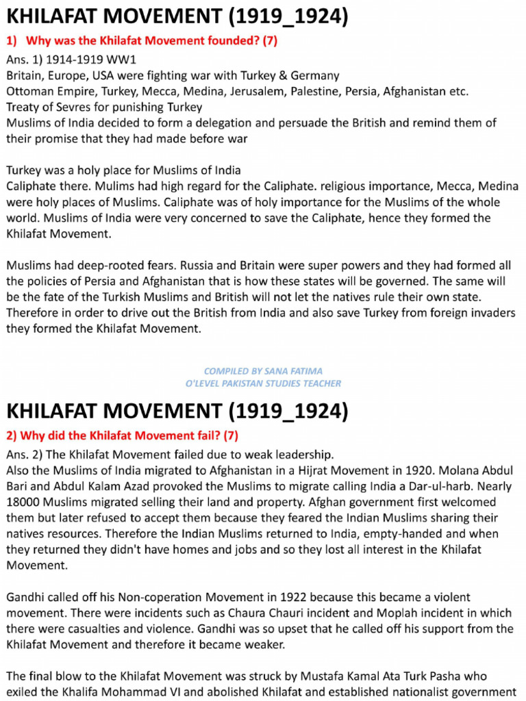 Khilafat Movement | PDF