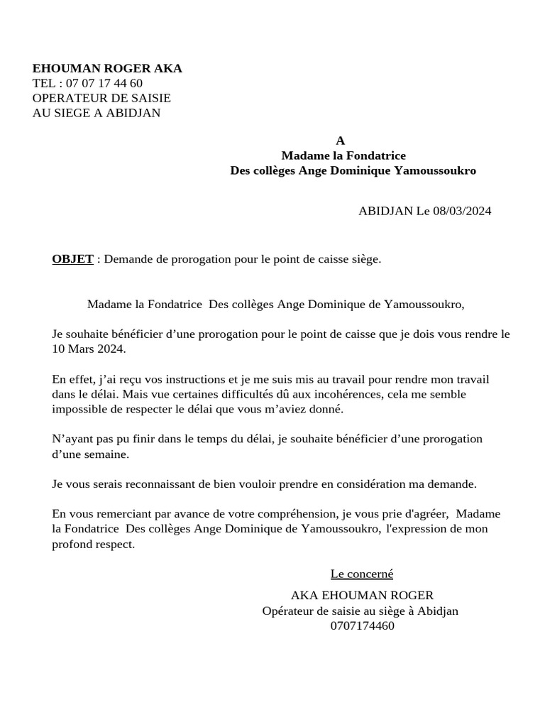 Demande de Prorogation | PDF