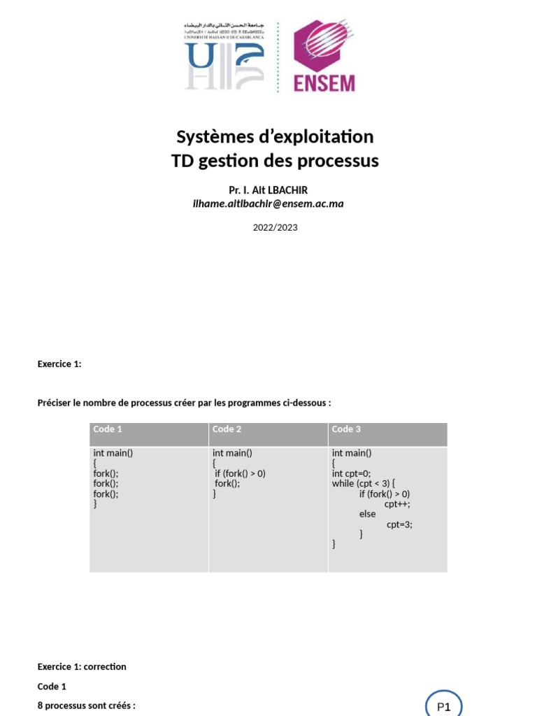 TD Gestion Des Processus | PDF