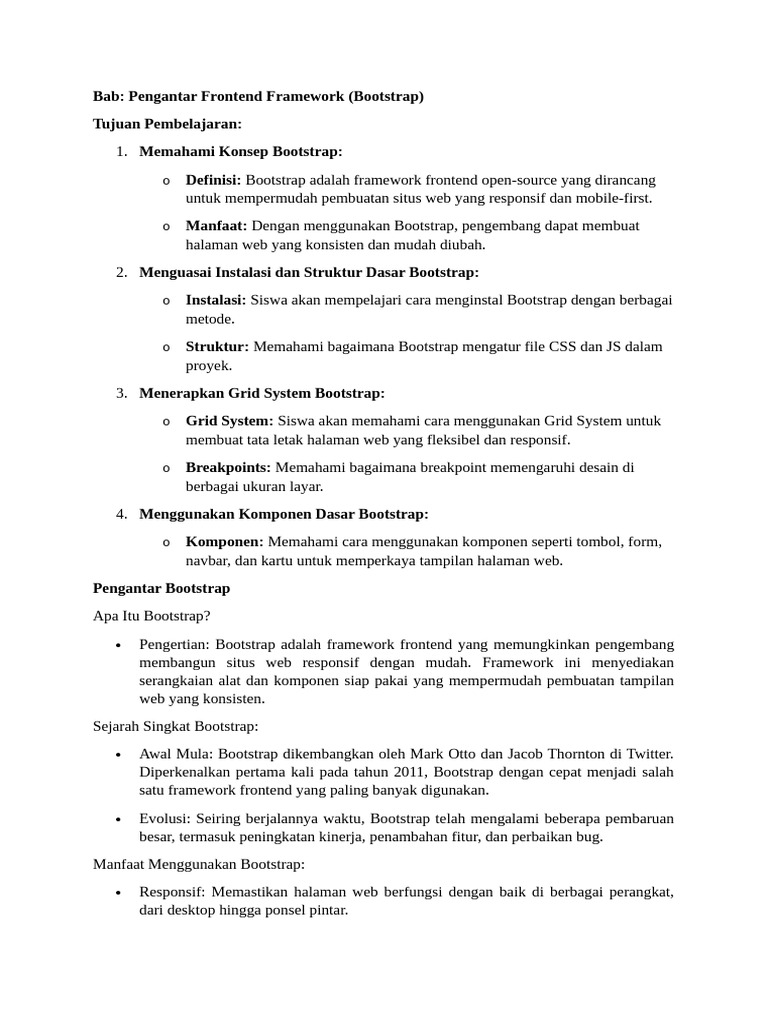 Bab 2 Pengantar Frontend Framework (Bootstrap) | PDF
