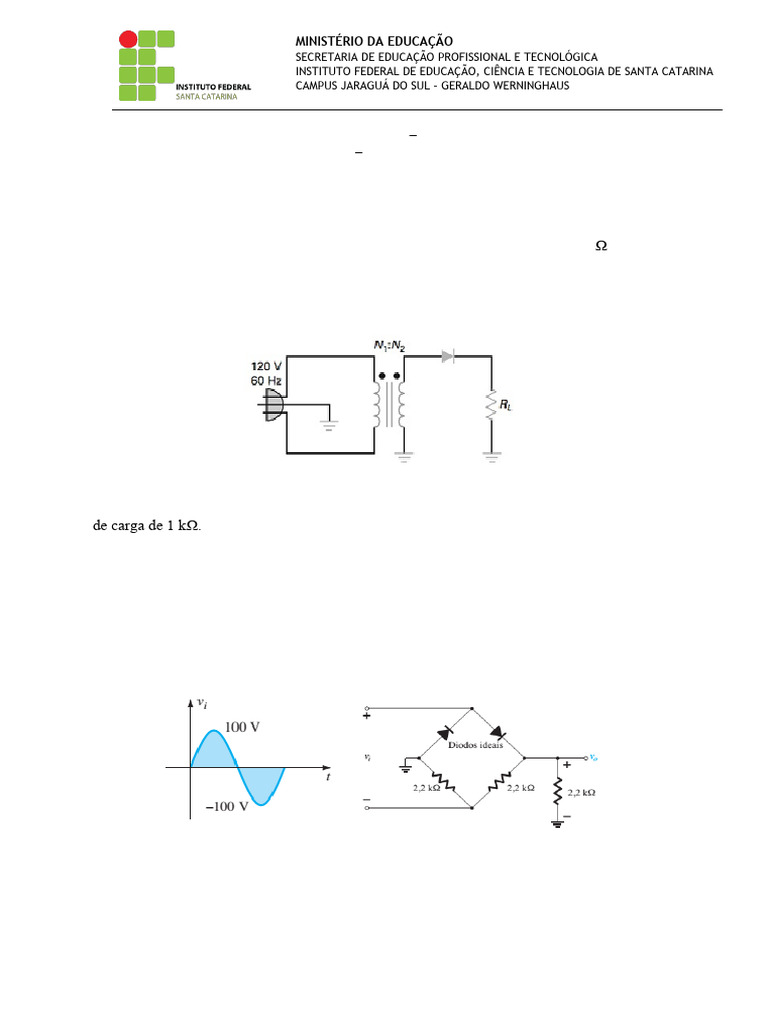 Lista de Exercícios DIODOS | PDF | Retificador | Diodo