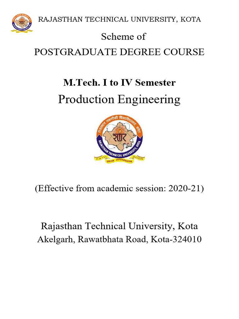 M.Tech Production Engineering Curriculum | PDF | Probability ...