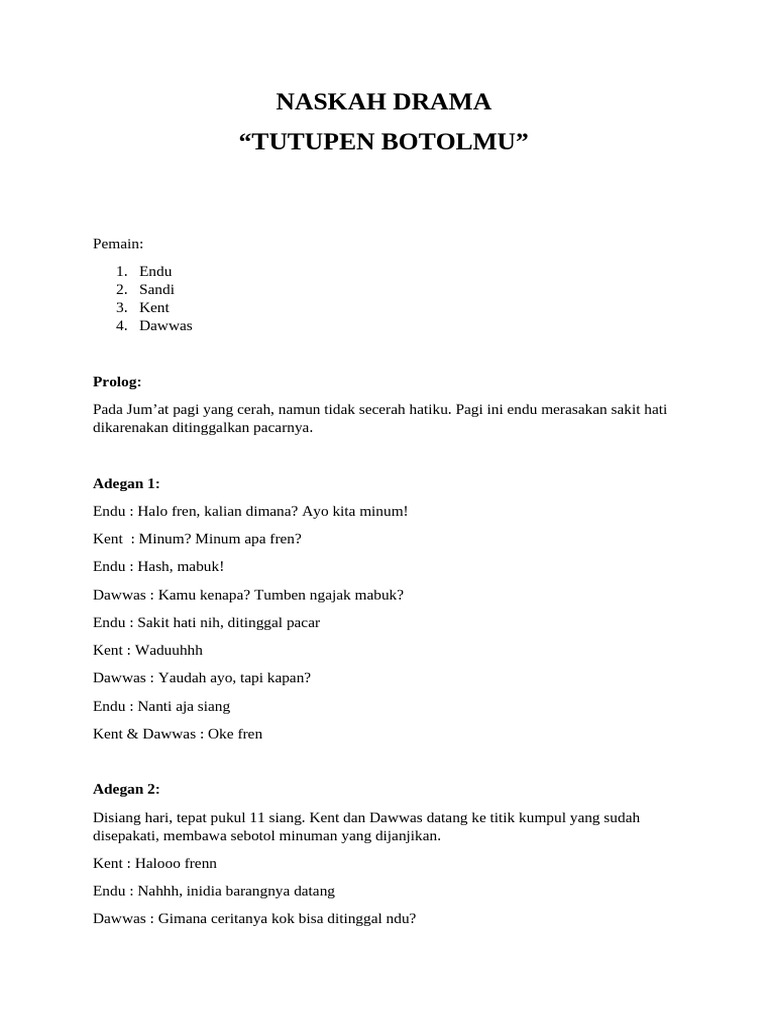 Naskah Drama "Tutupen Botolmu": Prolog | PDF