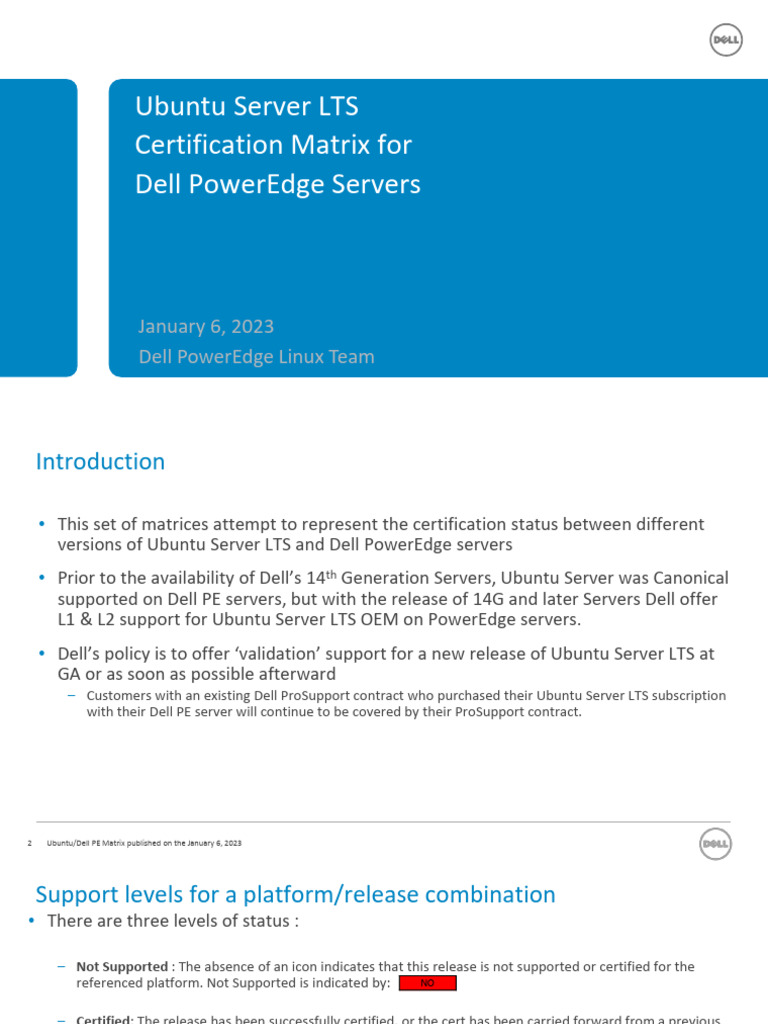 Ubuntu LTS Support Matrix | PDF