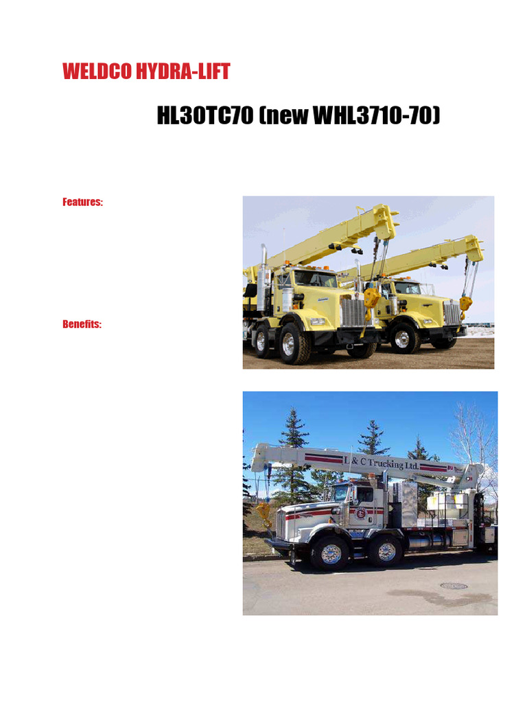 0su8ohqp6pkxp2idweldco Hydra-Lift Hl30tc70 30-Ton Boom Truck Crane Network | PDF