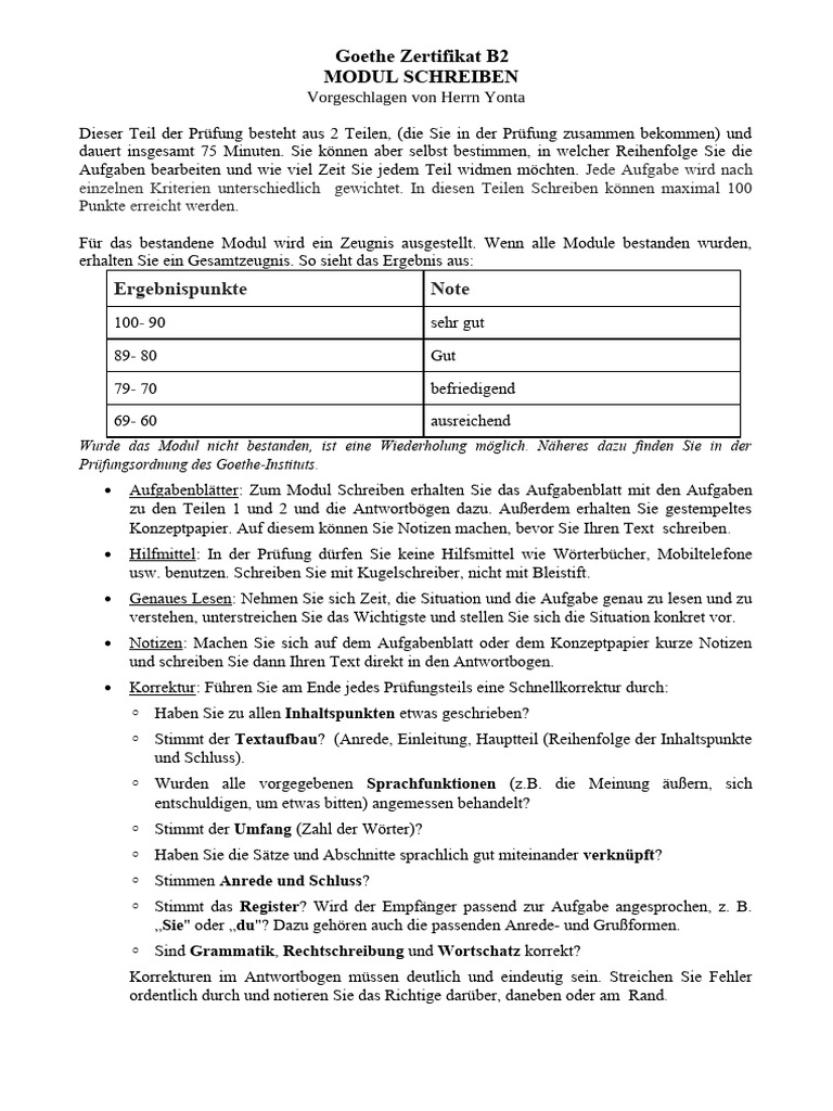 Modul Schreiben B2 Von Herrn Yonta | PDF