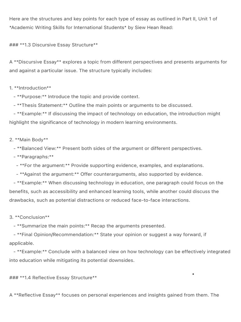 Here Are The Structures and Key Points For Each Type of Essay As ...
