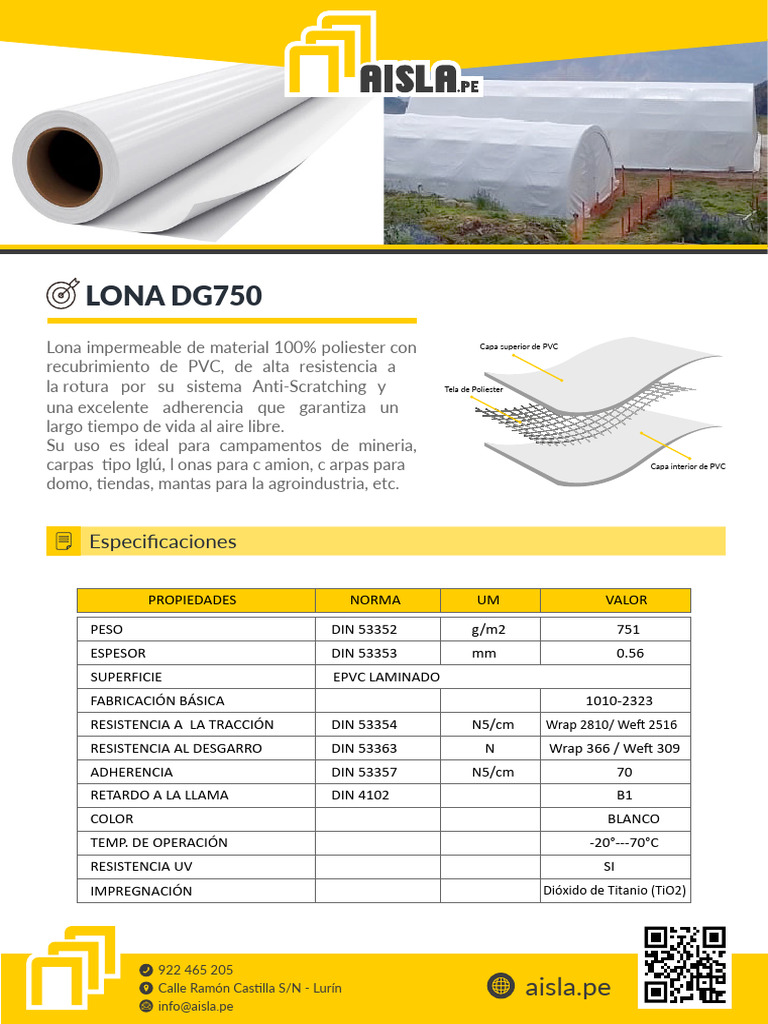 Ficha-Tecnica-Lona-DG750-Aisla | PDF