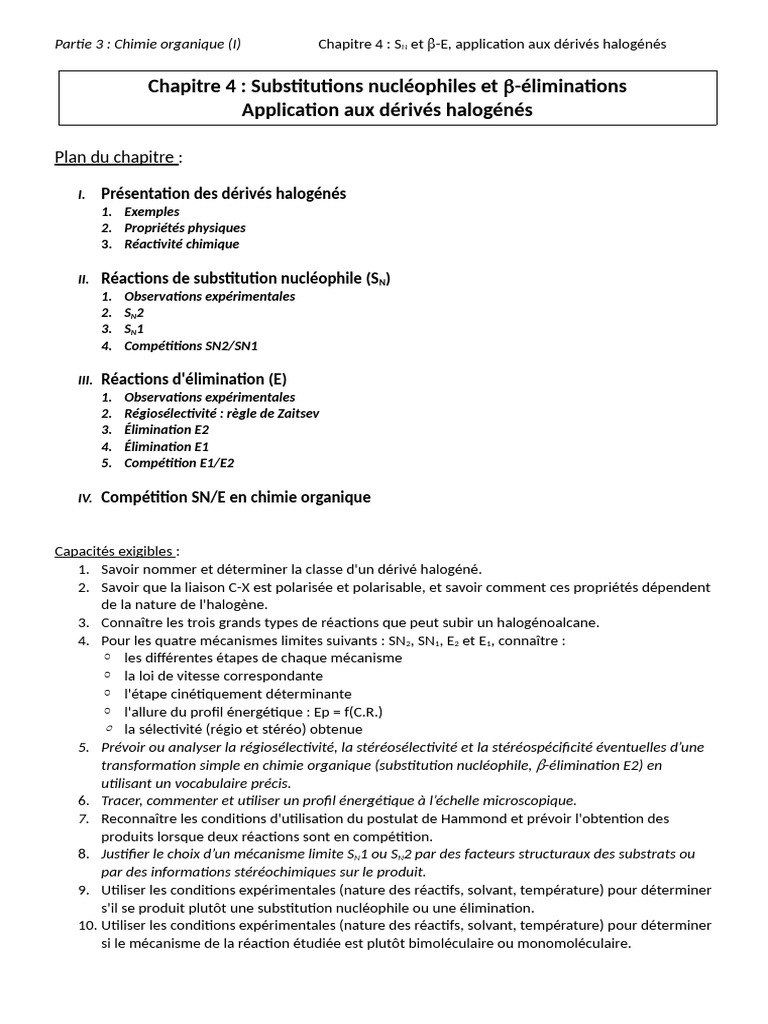 Chapitre 4 - Les Dérivés Halogénés | PDF