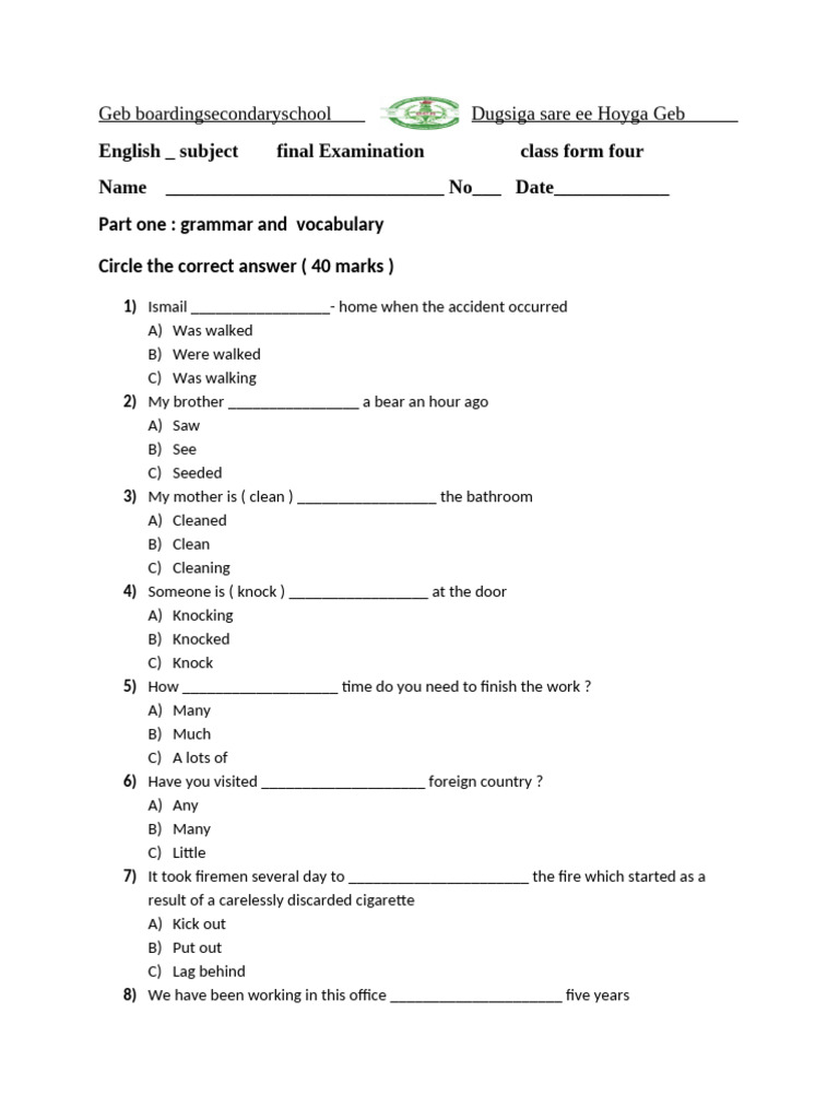 Form Four Class | PDF