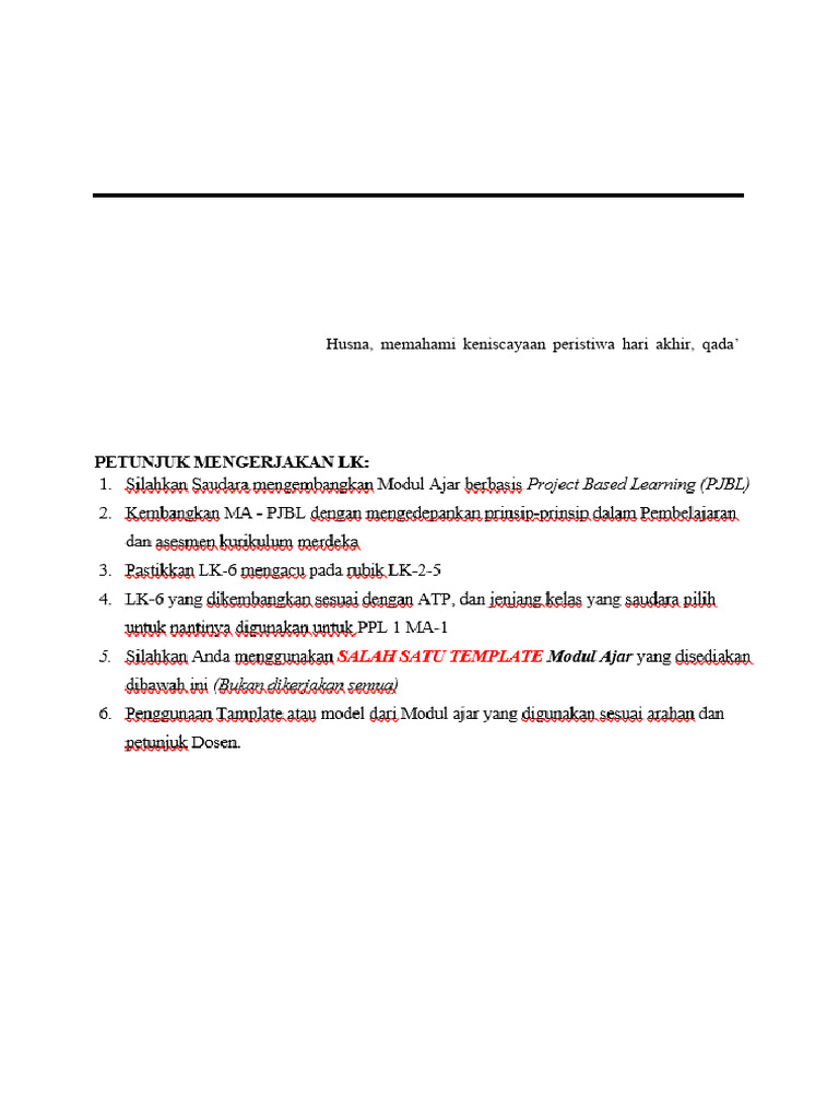 LK 6 - Penyusunan Modul Ajar PJBL (K2) Djati REV 2 | PDF