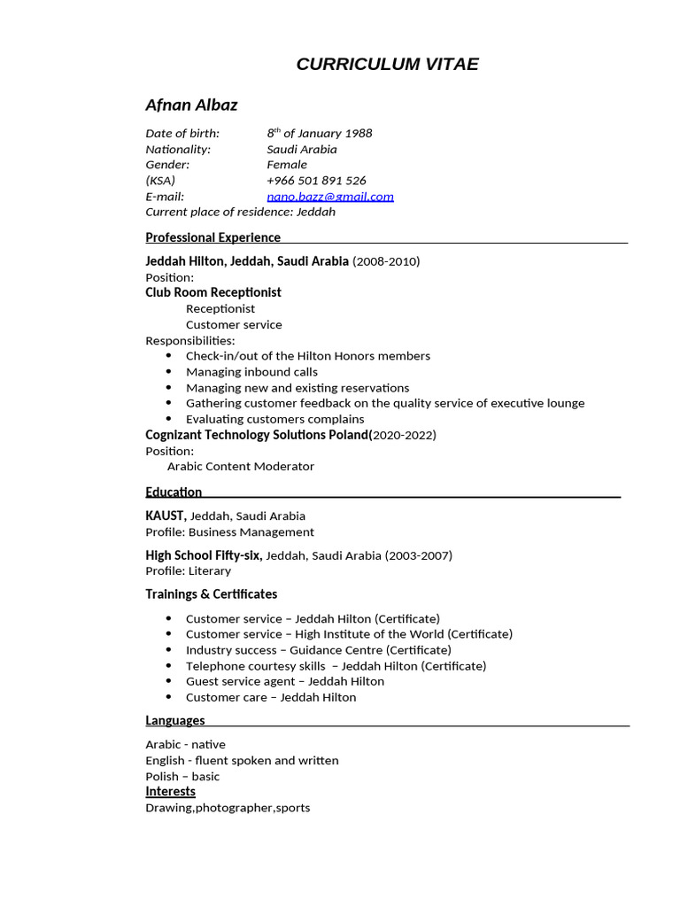 Afnan Albaz CV ENG | PDF
