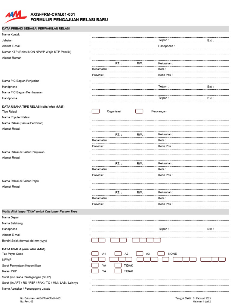 Form Relasi Baru Full New | PDF