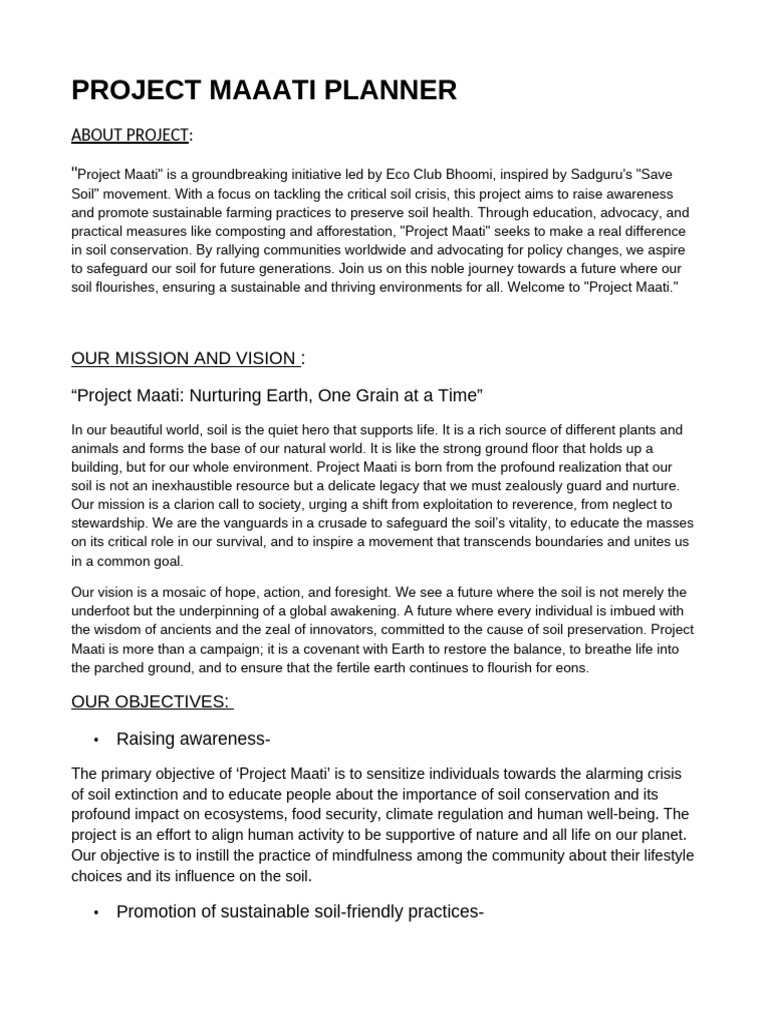 Project Maati Planner | PDF