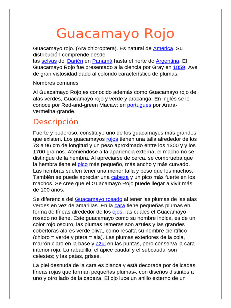 Guacamayo Rojo | PDF