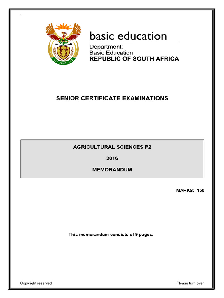 Senior Certificate Examinations: Agricultural Sciences P2 2016 ...