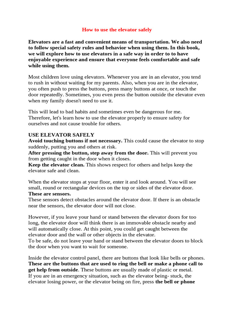 DDL5 - Cách S D NG Thang Máy An Toàn | PDF