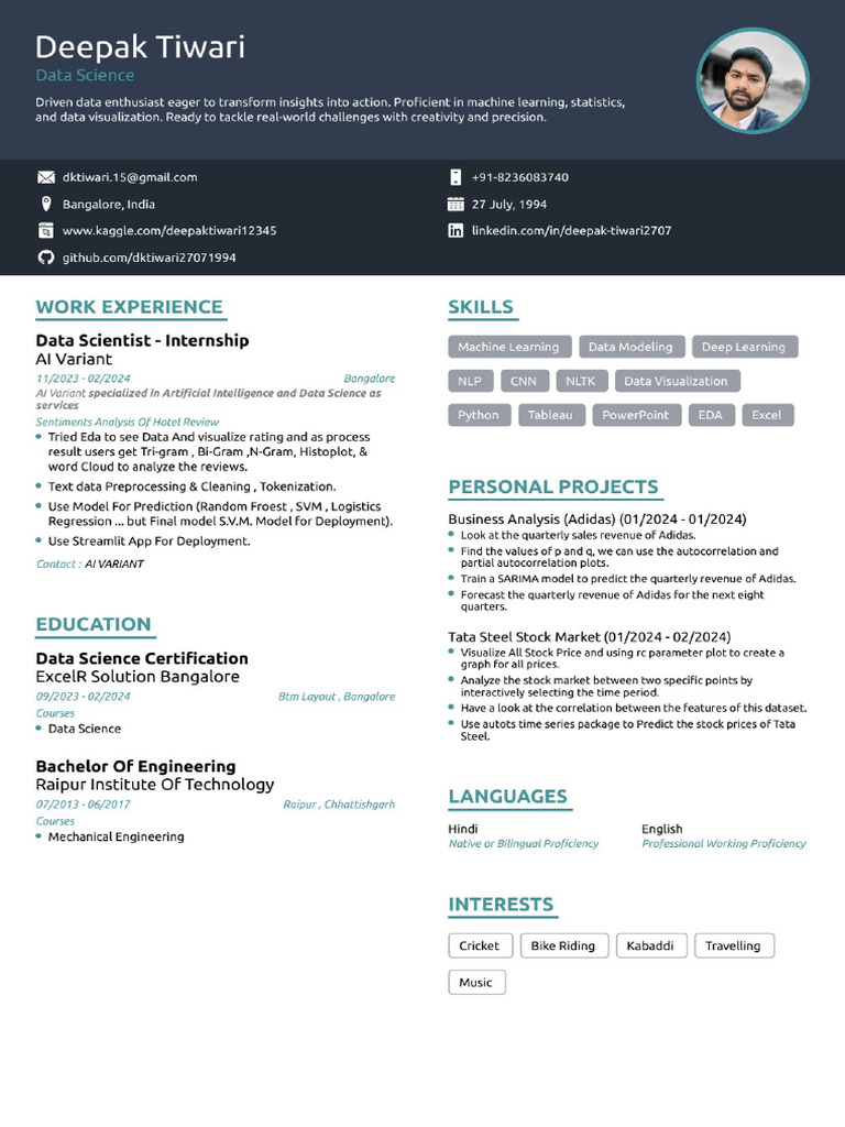 Deepak Tiwari Datascientist. | PDF