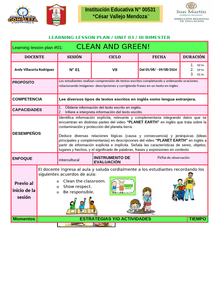 Clean and Green Lesson Plan | PDF