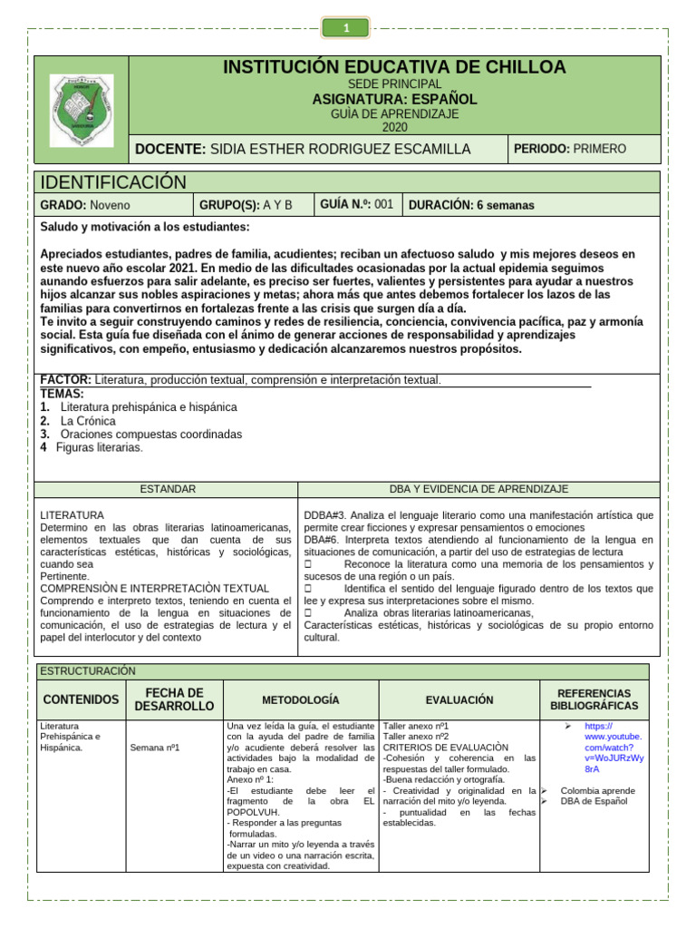 Guìa Noveno 2021 | PDF | Oración (Lingüística)