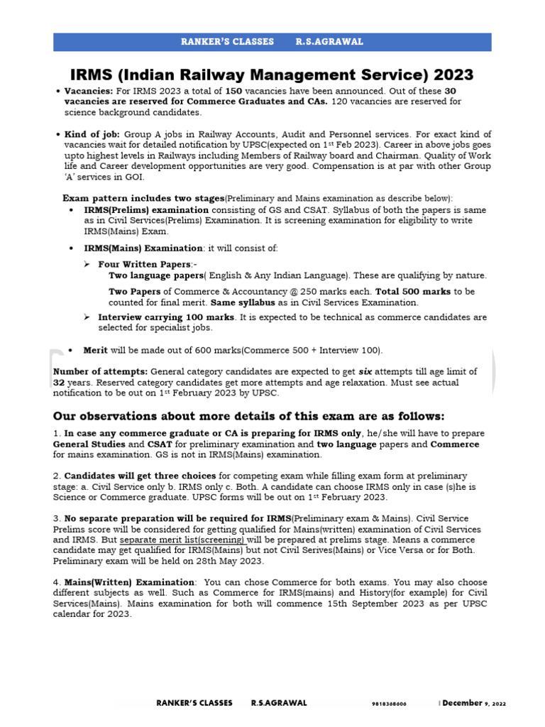 IRMS Scheme With Suggestions | PDF